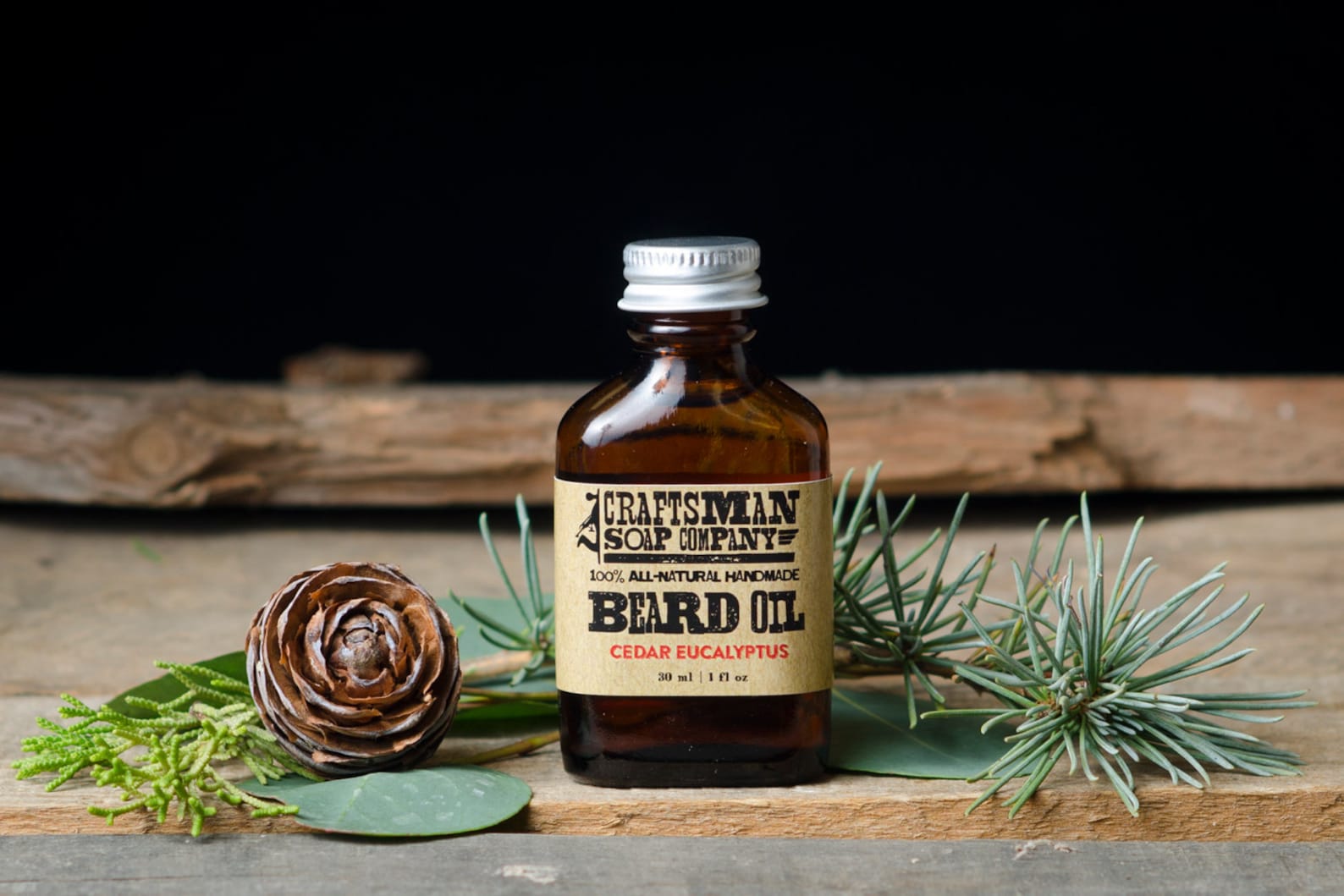 Cedarwood & Eucalyptus Beard Oil. One Ounce Flask Bottle. 100% All ...