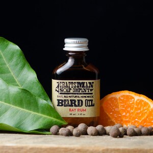 Beard Oil, Bay Rum. One Ounce Flask Bottle. 100% All-natural Handmade ...