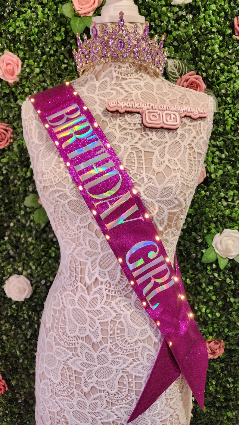 BIRTHDAY GIRL Light up Birthday Sash | Light up Birthday Celebration ...