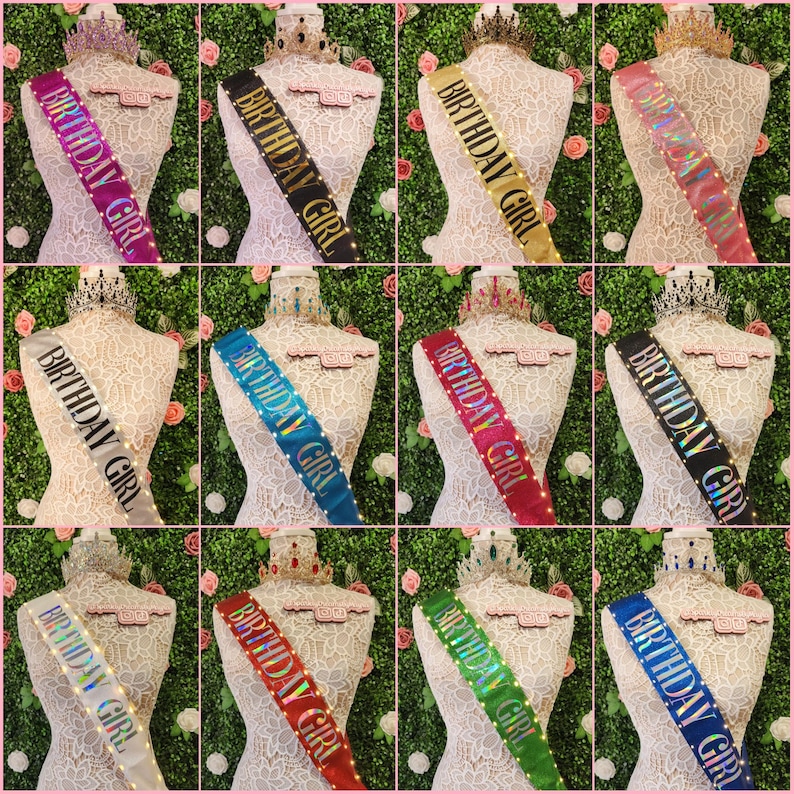 BIRTHDAY GIRL Light up Birthday Sash | Light up Birthday Celebration ...