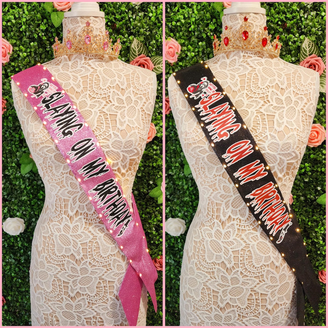 Horror Slasher Scream Ghostface Light up "slaying on My Birthday" Sash ...