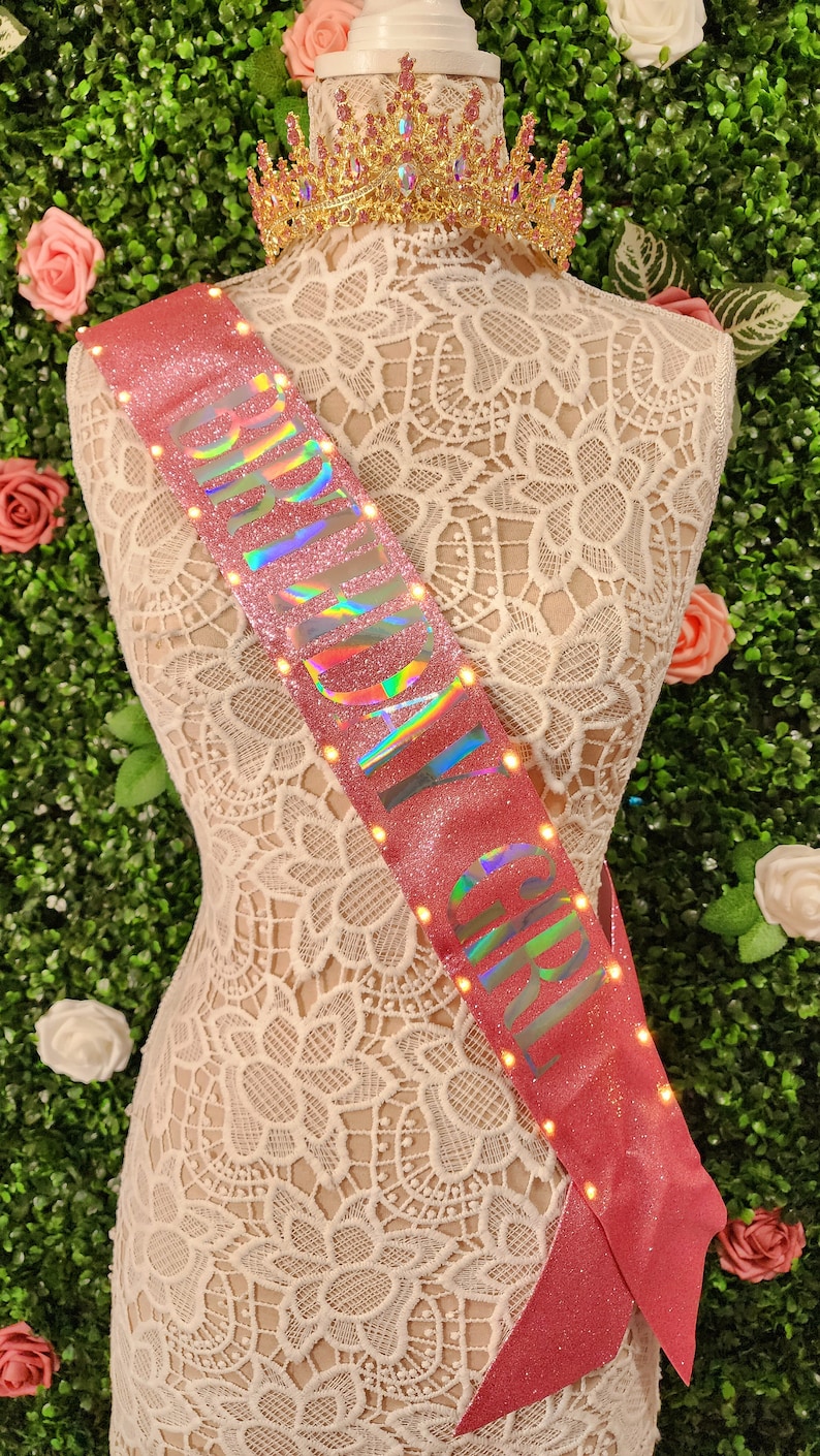 BIRTHDAY GIRL Light up Birthday Sash | Light up Birthday Celebration ...