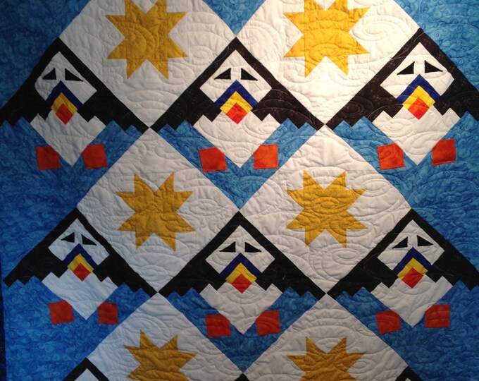 Puffins Aloft Quilt Pattern, Log Cabin Pattern, Nautical Pattern ...