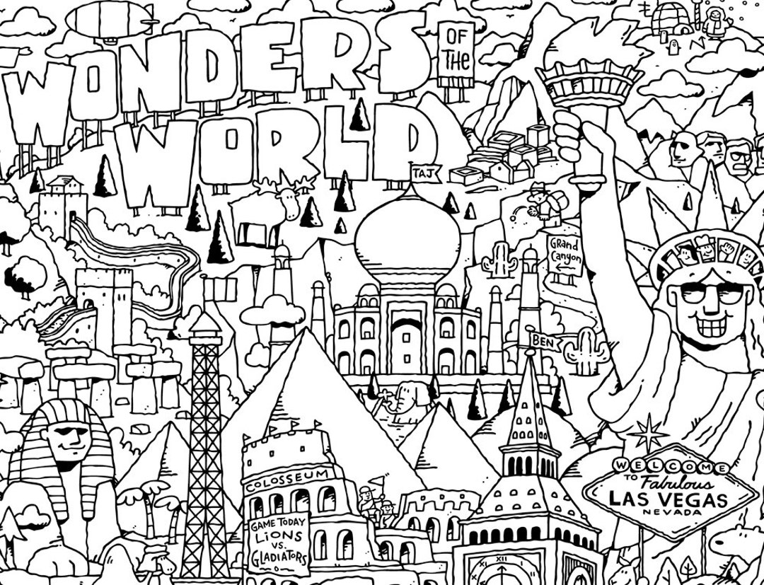 Wonders of the World COLORING PAGE - Etsy