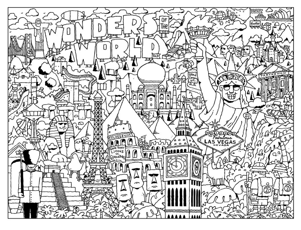 Wonders of the World COLORING PAGE - Etsy