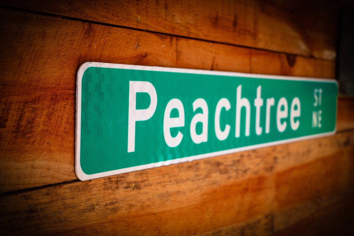 Peachtree Road Sign // Atlanta, GA // 6 x 42 Metal Home Decor, Street ...