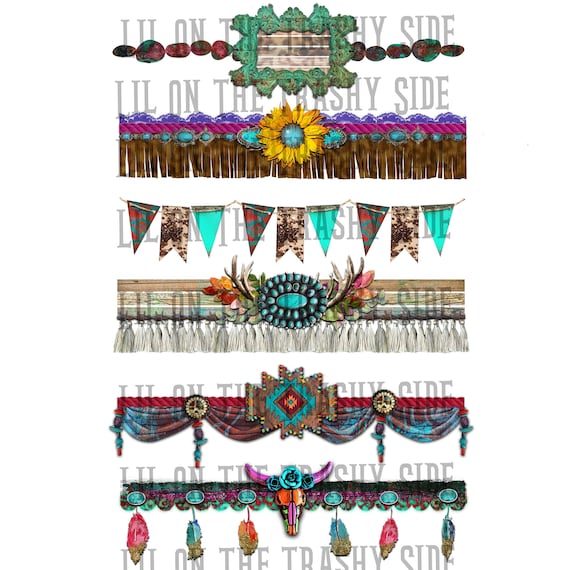 South Western Boho PNG Banners Dividers Clipart Elements | Etsy