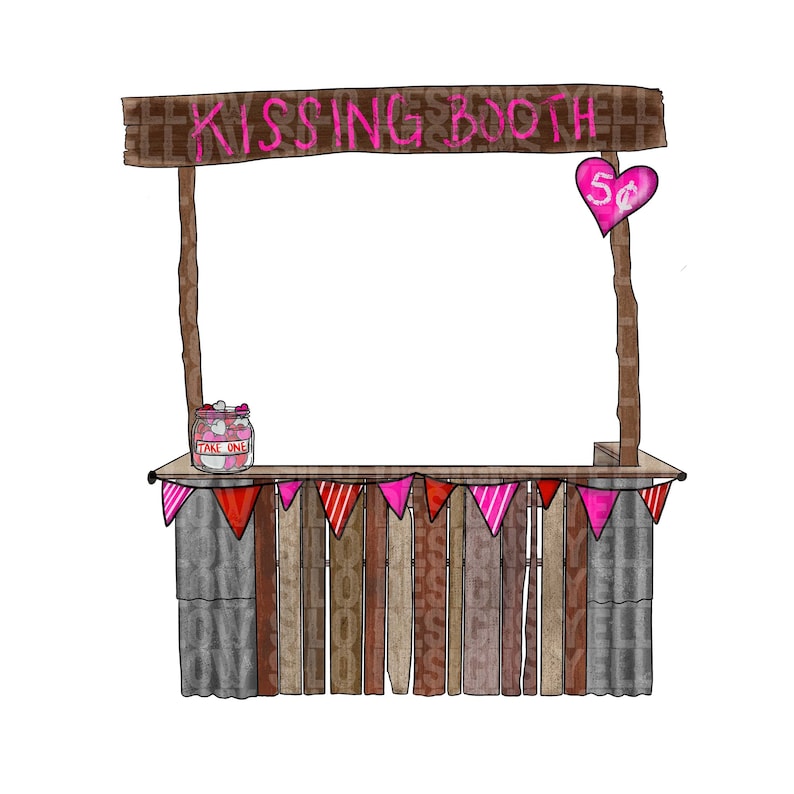 Valentine's Day Kissing Booth Graphic Element - Hand Drawn ...
