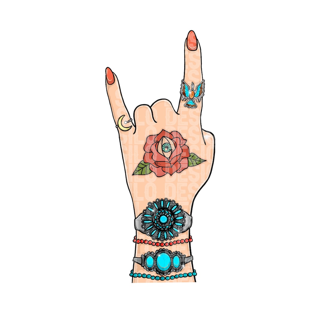Rock Hand Graphic With Tattoo, Sublimation Transfer 300 Dpi ...