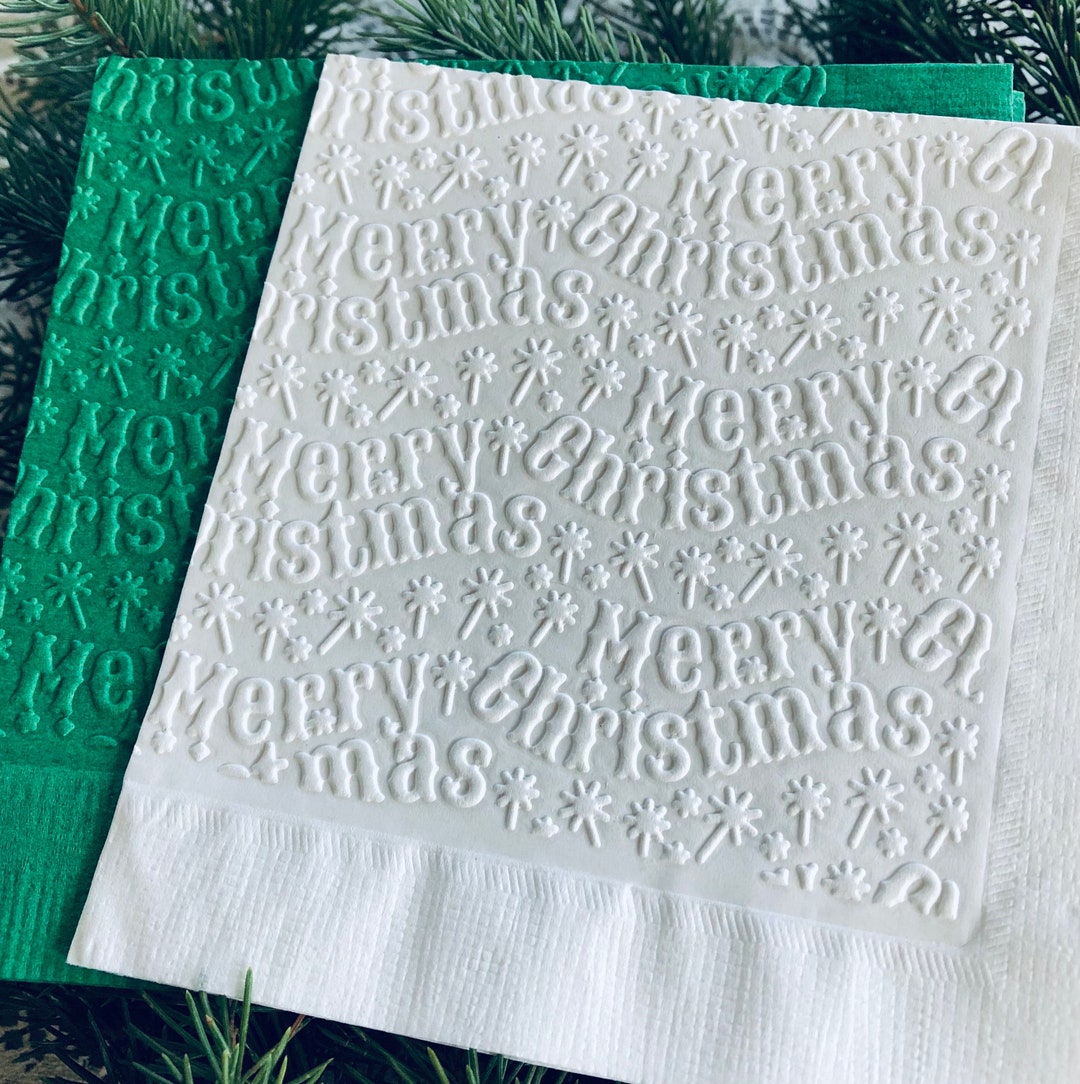 Merry Christmas Napkin ~ Embossed Paper Napkins ~ Holiday Party Decor ...