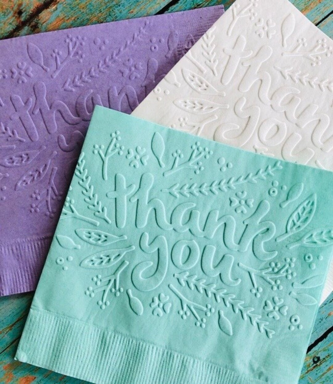 Embossed "thank You" Paper Napkins ~ 3-ply Party Decor ~ Beverage ...