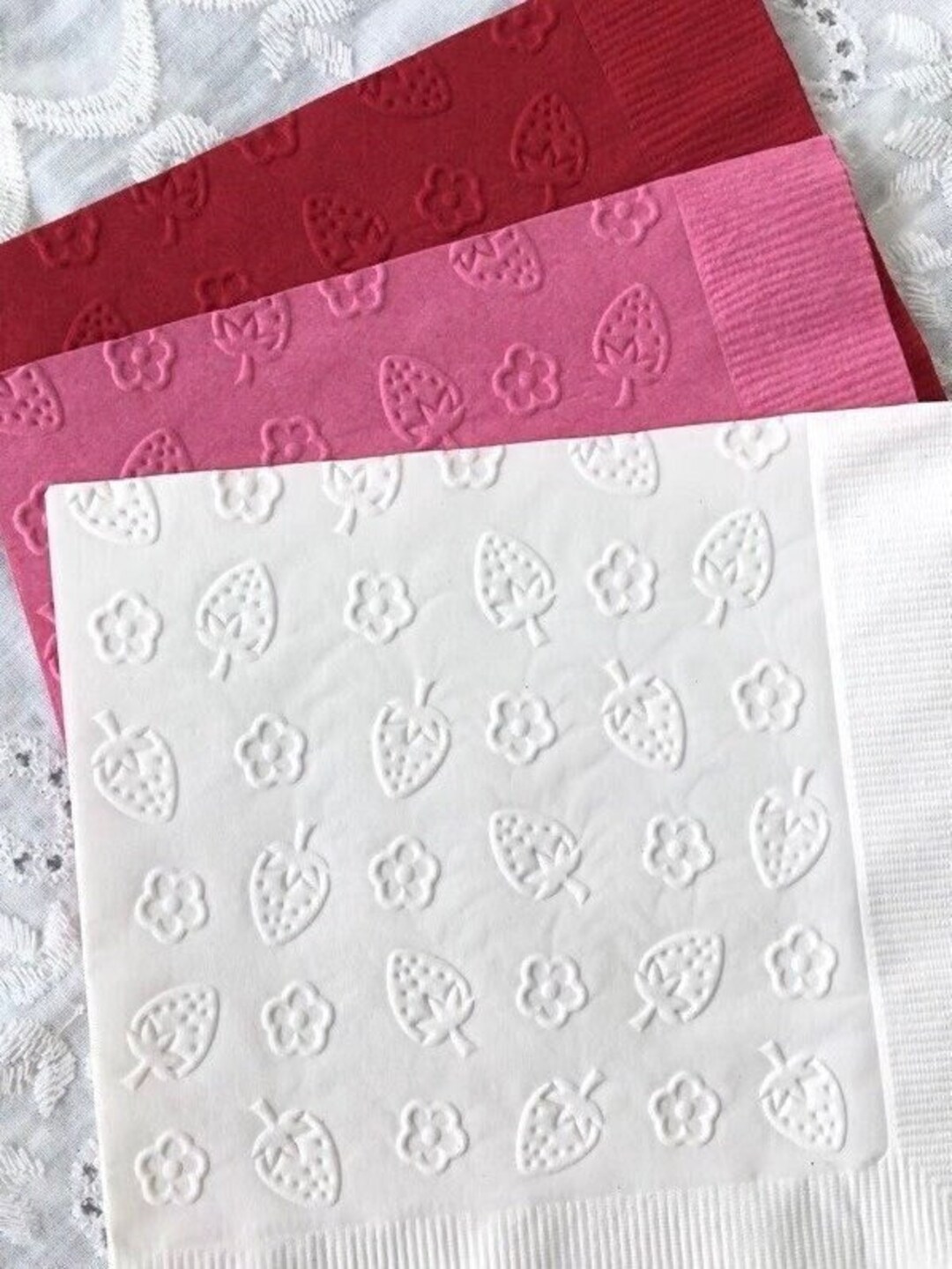 Strawberry Napkin Embossed Paper Napkins Strawberries Garden Party ...