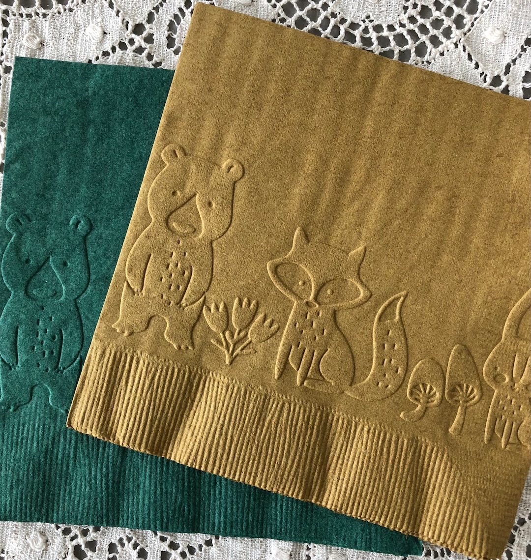 Woodland Creatures Napkin Embossed Paper Napkins Birthday - Etsy