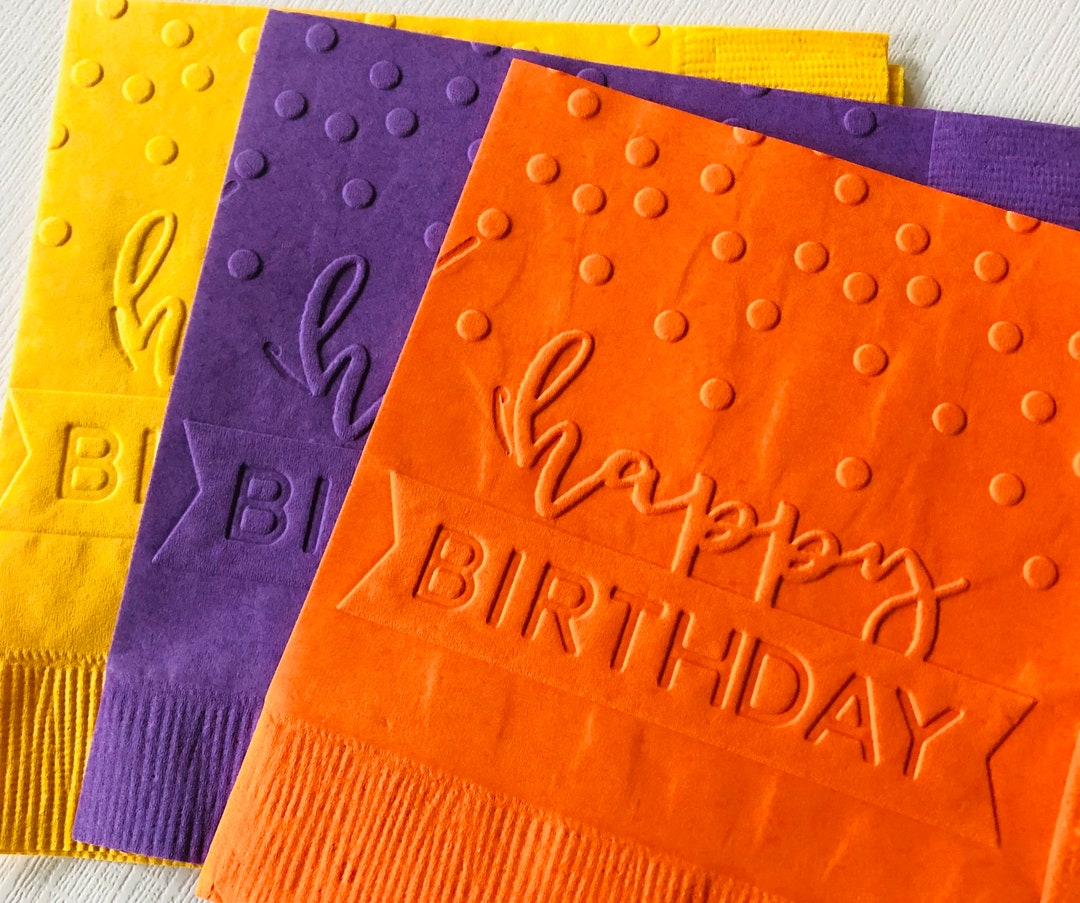 Happy Birthday Napkin ~ Embossed Paper Napkins ~ Party Supplies ...