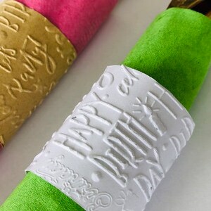 Birthday Napkin Wrappers - Embossed Napkin Ring - Silverware Paper ...
