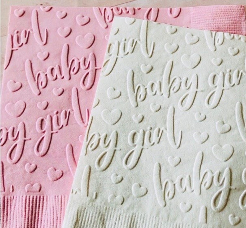 Baby Shower Napkin Embossed Paper Napkins Baby Girl Cake - Etsy