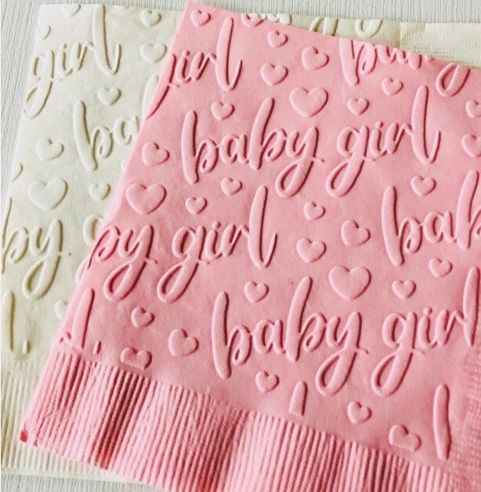 Baby Shower Napkin Embossed Paper Napkins Baby Girl Cake - Etsy