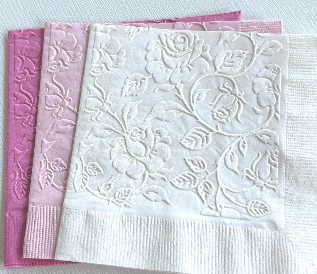 Rose Napkin ~ Embossed Paper Napkins ~ Elegant Party Decor ~ Wedding ...