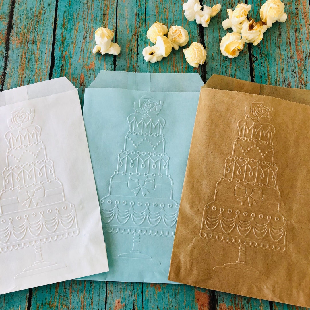 Wedding Cake Embossed Bag ~ Glassine Paper Bags ~ Party Favor Gift Bags ...