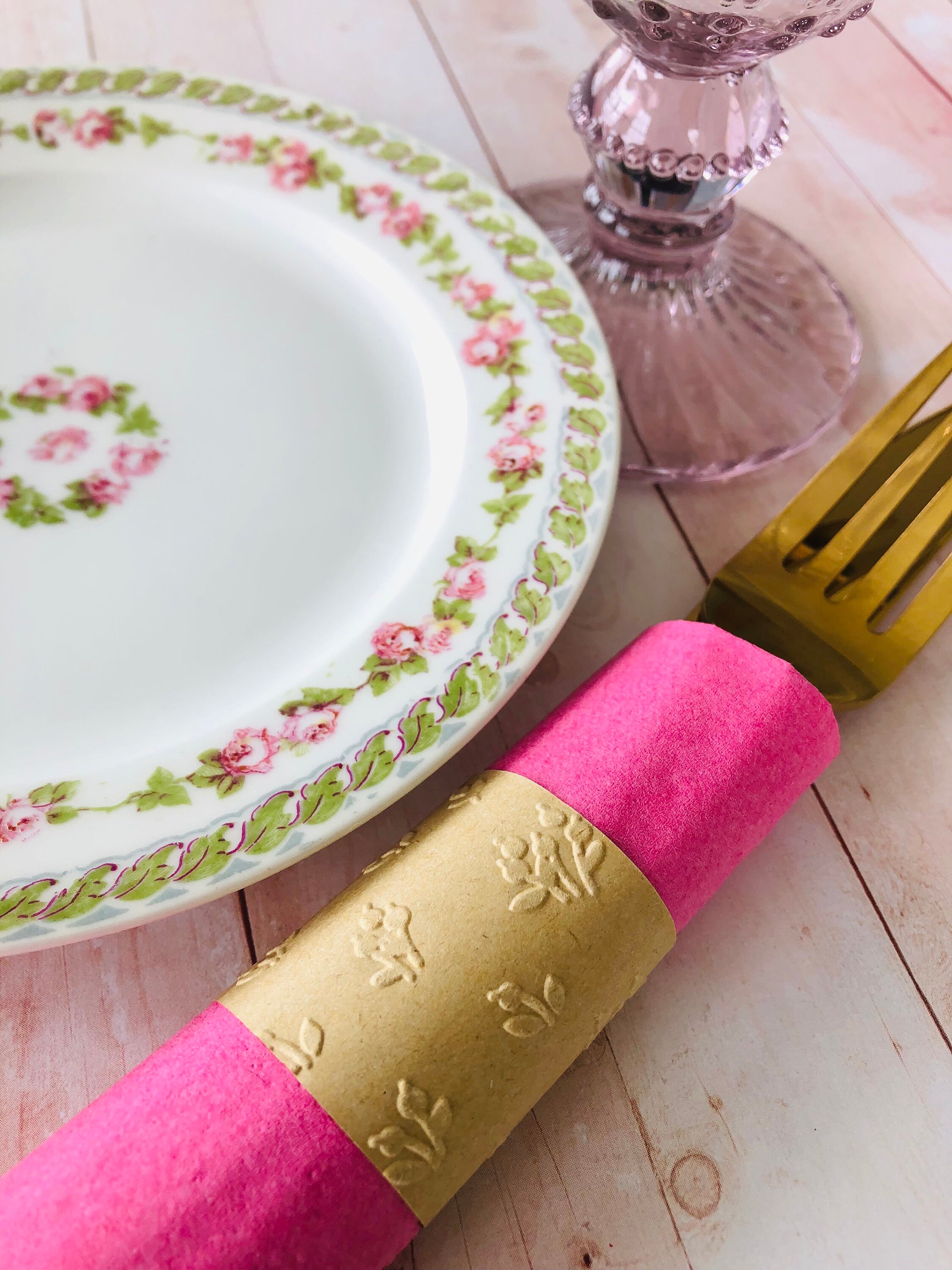 Floral Napkin Wrappers - Embossed Napkin Ring - Silverware Paper Wraps ...