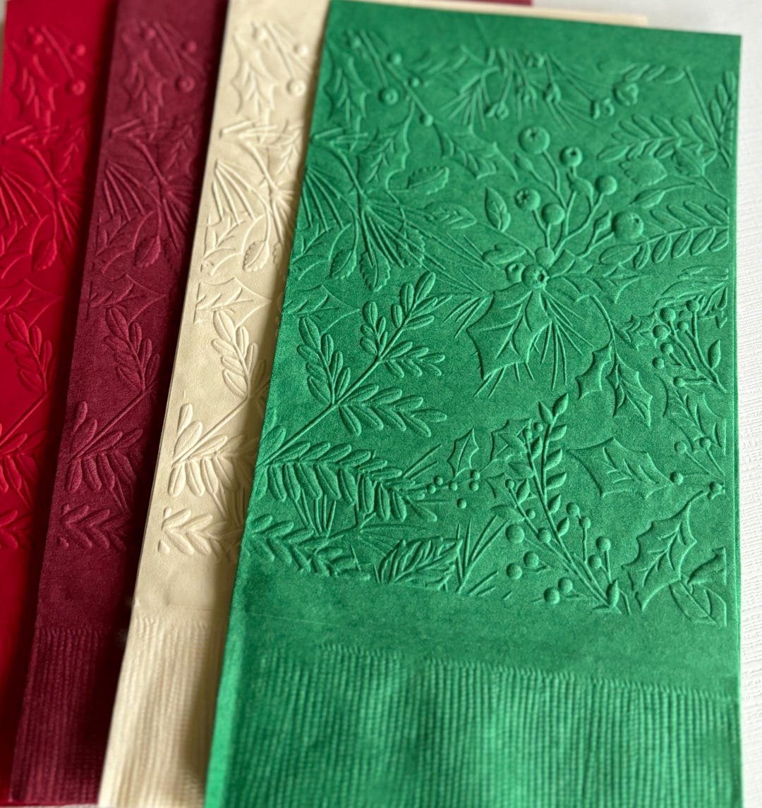 Holiday Greenery Napkin ~ Embossed Paper Napkins ~ Botanical ~ Winter ...