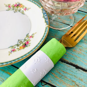 Floral Napkin Wrappers - Embossed Napkin Ring - Silverware Paper Wraps ...