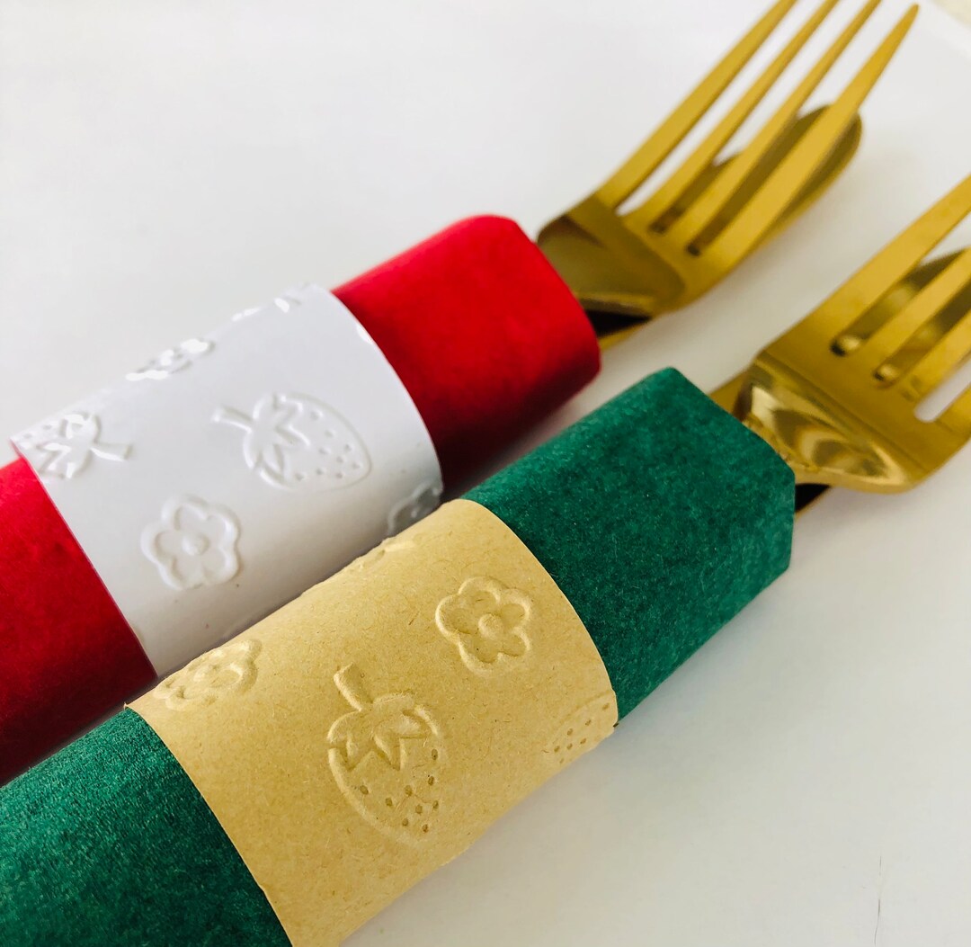 Strawberry Napkin Wrap - Embossed Napkin Ring - Silverware Paper ...