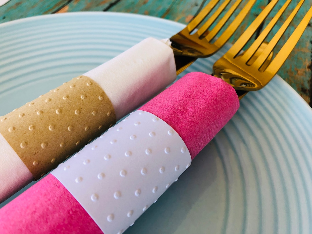 Swiss Dot Napkin Wrappers - Embossed Paper Napkin Ring - Silverware ...