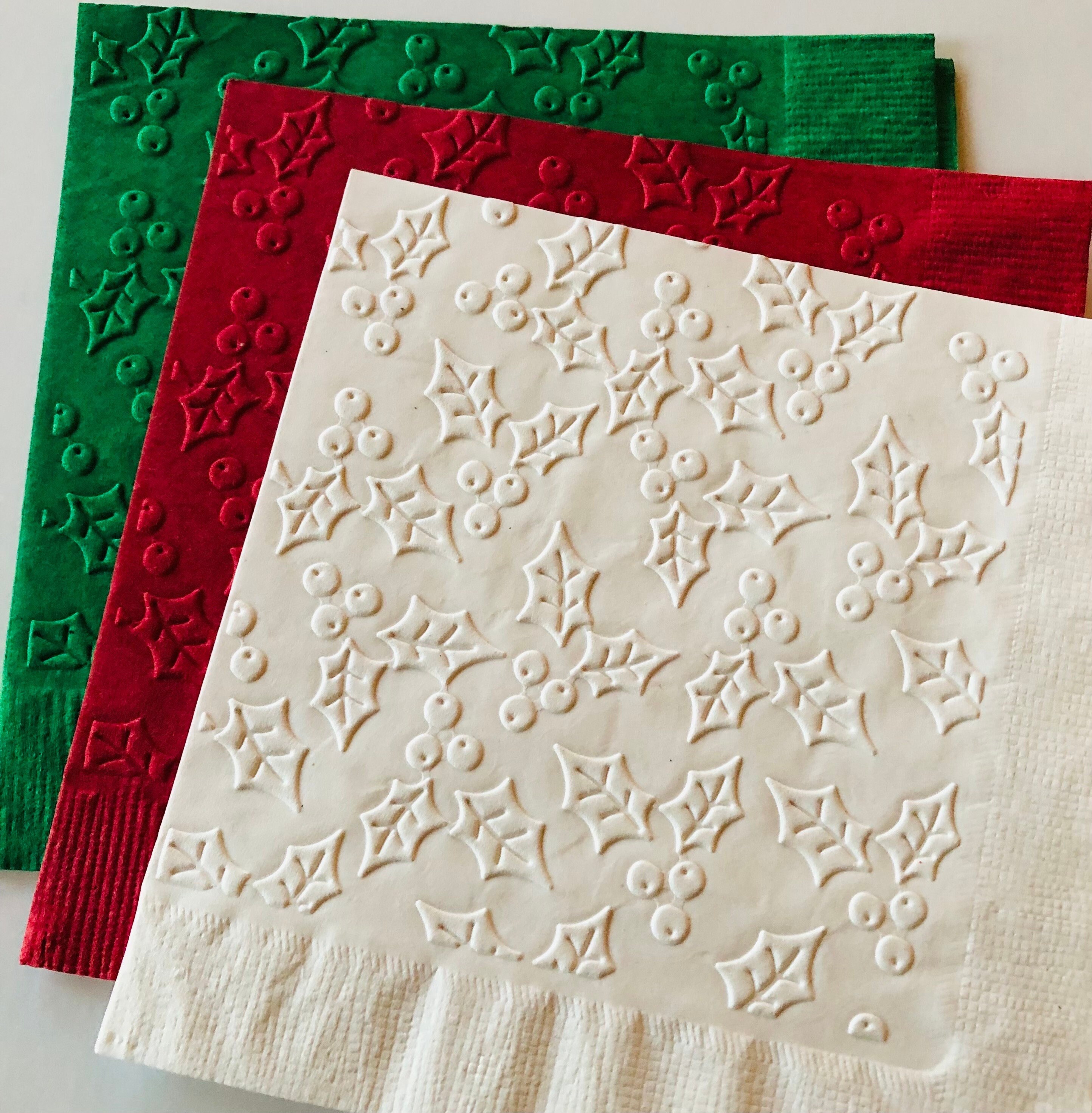 Holly Berry Napkin Embossed Paper Napkins Christmas Wedding Holiday ...