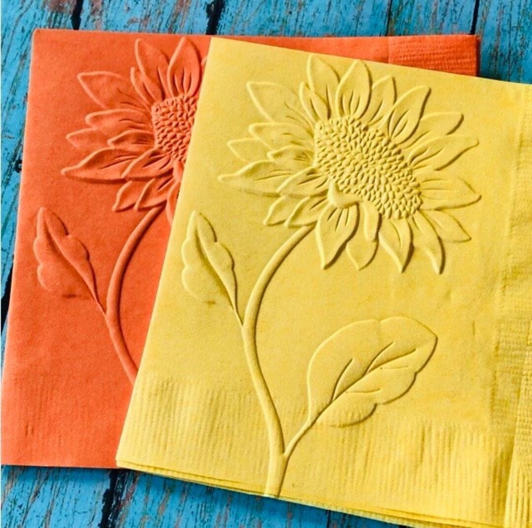 Sunflower Napkin ~ Embossed Paper Napkins ~ Fall ~ Autumn ~ Garden ...