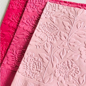 Floral Peony Napkin ~ Embossed Paper Napkins ~ Garden Party ~ Picnic ...