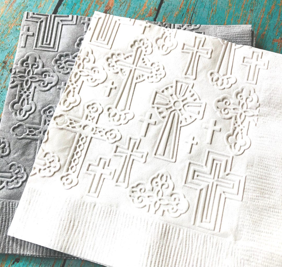 Cross Napkin ~ Embossed Paper Napkins ~ Wedding ~ Baptism ~ Baby ...