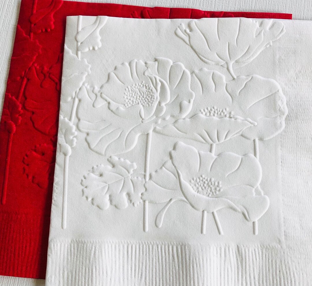 Poppies Floral Napkin ~ Embossed Paper Napkins ~ Garden Party ~ Picnic ...