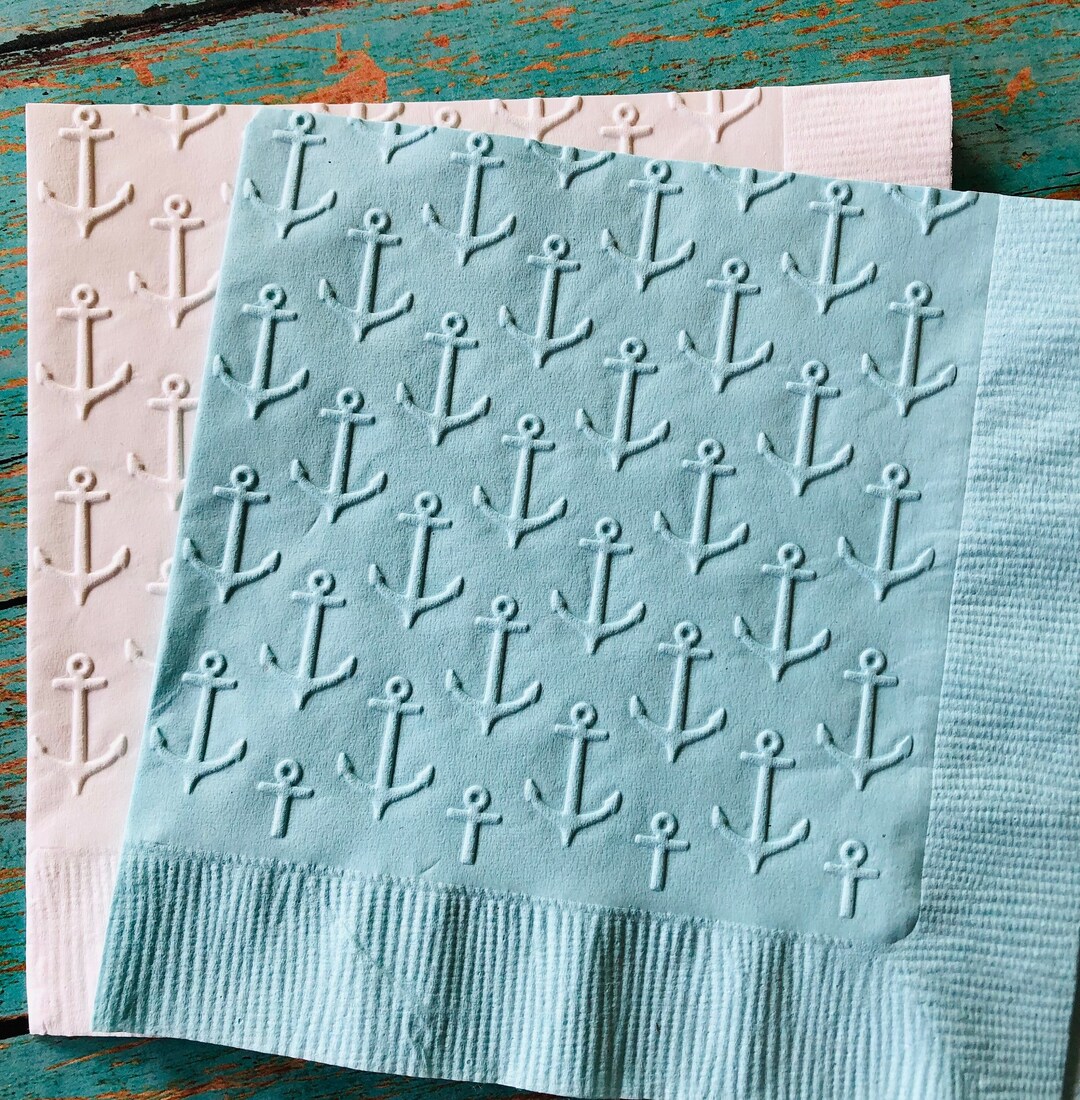 Anchor Napkin ~ Embossed Paper Napkins ~ Nautical ~ Sailing Club ~ Boat ...