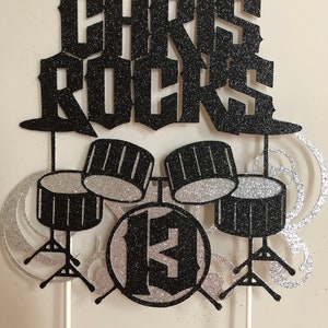 Rock and Roll Drums Cake Topper: Glitter Birthday Party Decor - Etsy