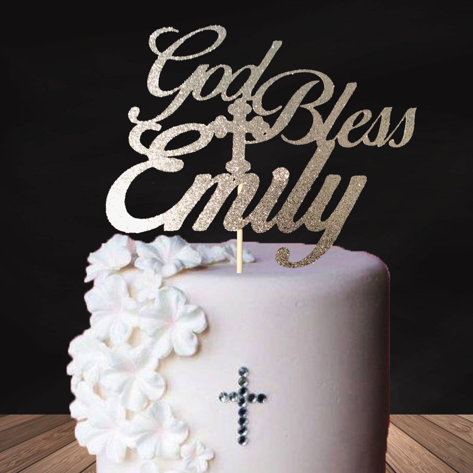 God Bless God Bless Cake Topper Baptism Cake Topper | Etsy