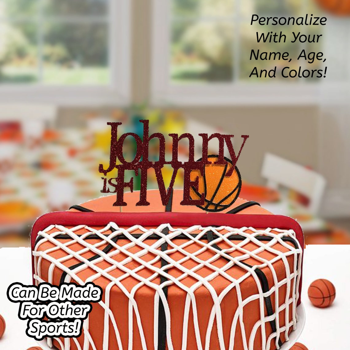 Basketball Cake Topper One Basketball Topper Basketball - Etsy