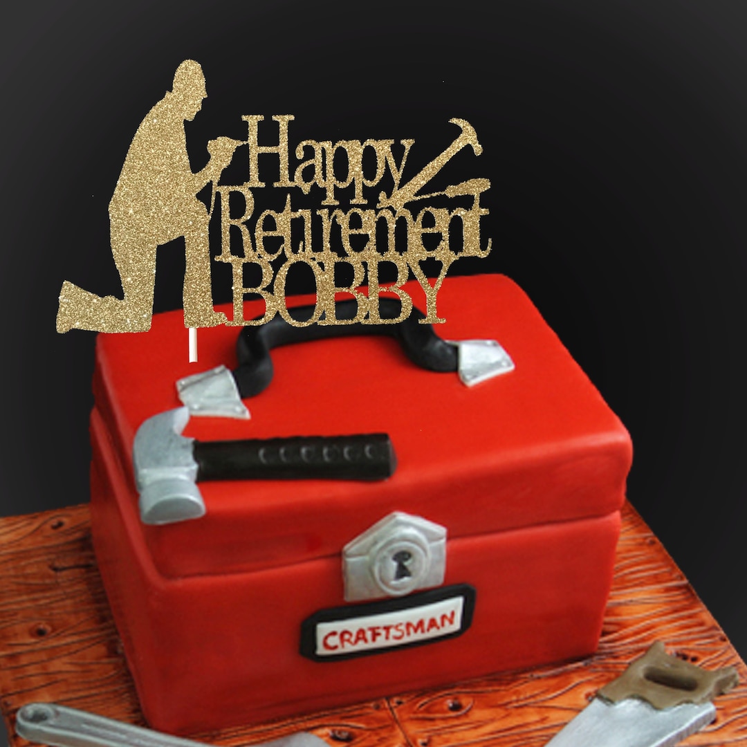 Construction Retirement Cake Topper: Glitter Retirement Party Decor - Etsy