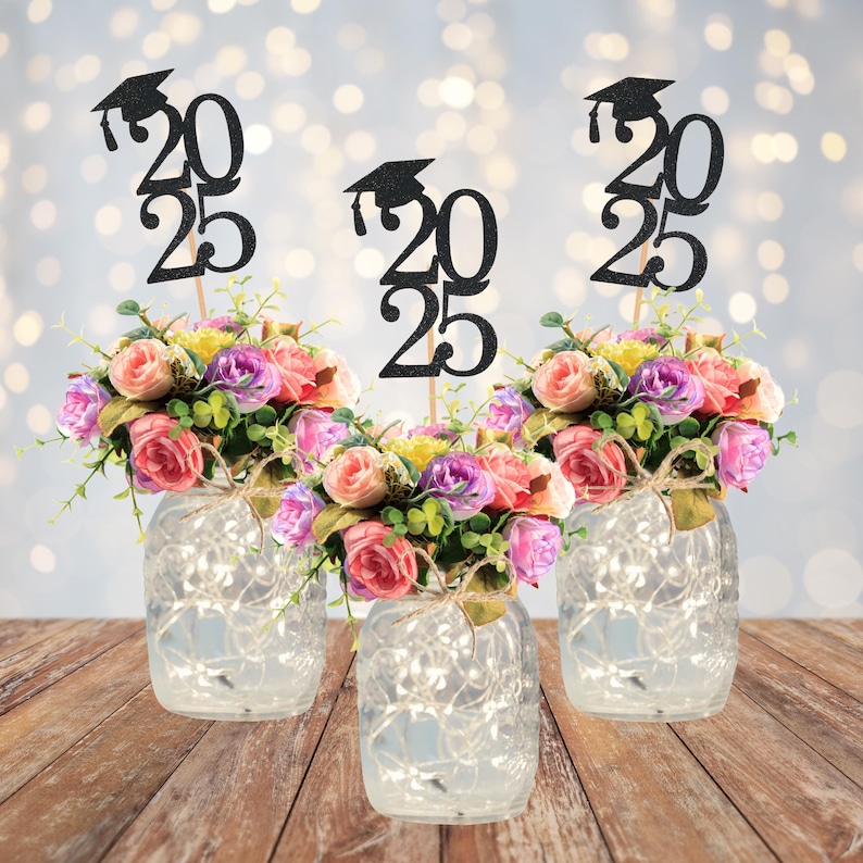 Glitter Grad Tag Centerpiece Sticks: 2026 Graduation Decorations - Etsy