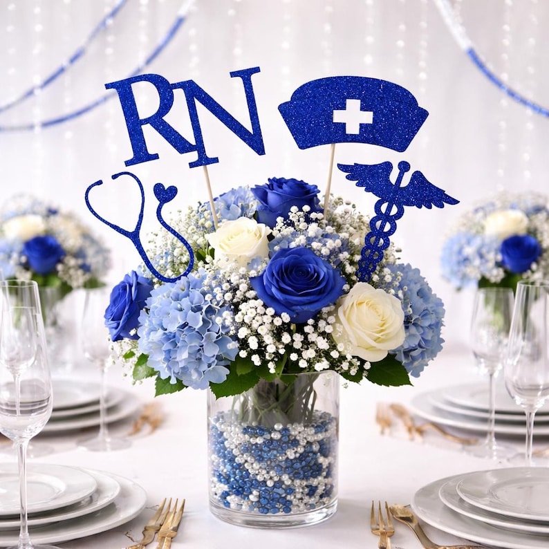 Nurse Graduation Centerpiece Sticks: RN, Stethoscope, Caduceus Decor - Etsy