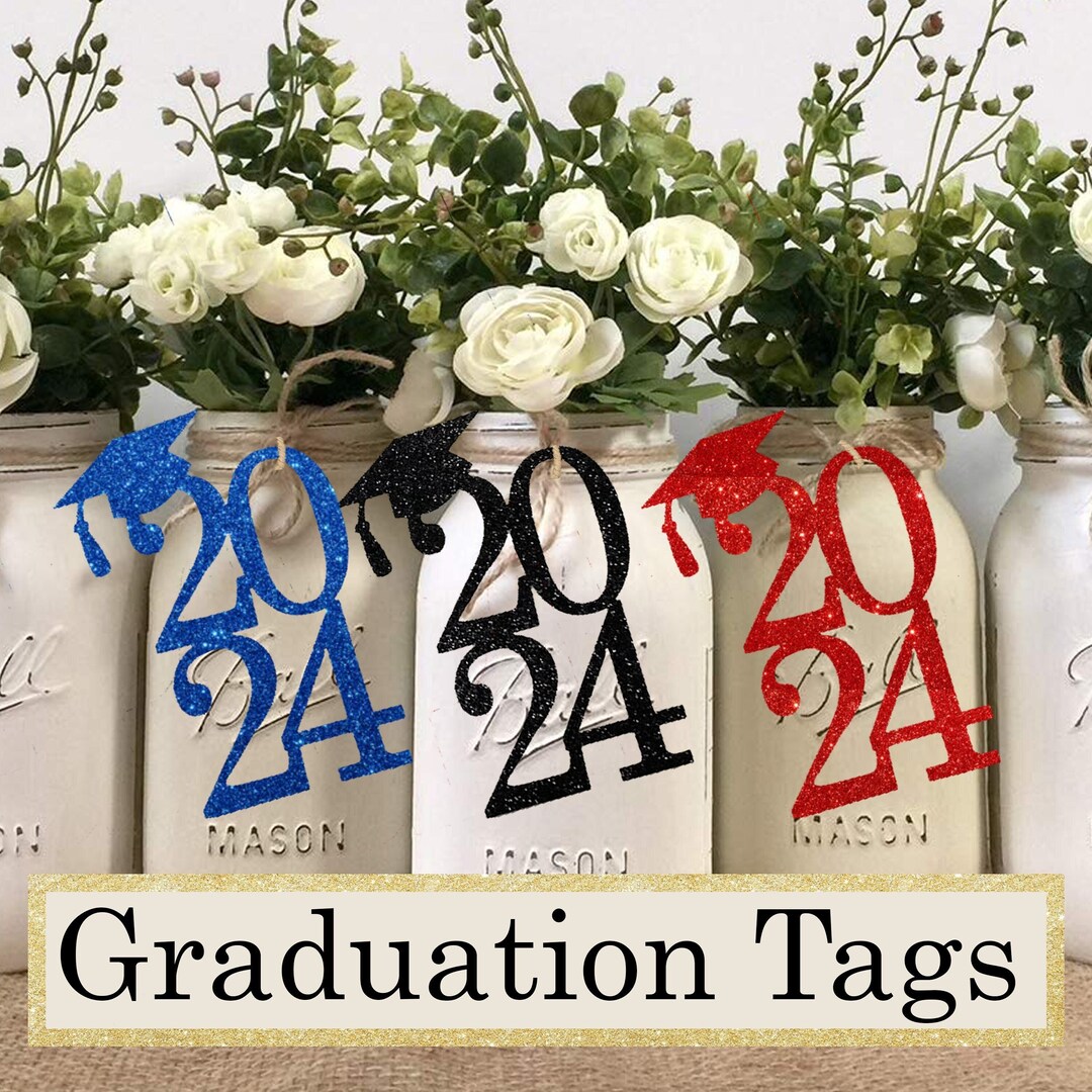 DIY Grad Tags, Grad Tag Centerpieces, Graduation Centerpiece ...