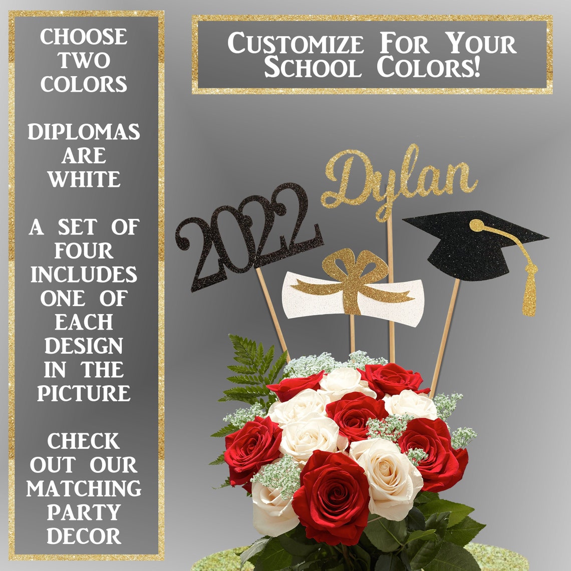 Graduation Centerpiece Sticks Graduation Decor Graduation - Etsy