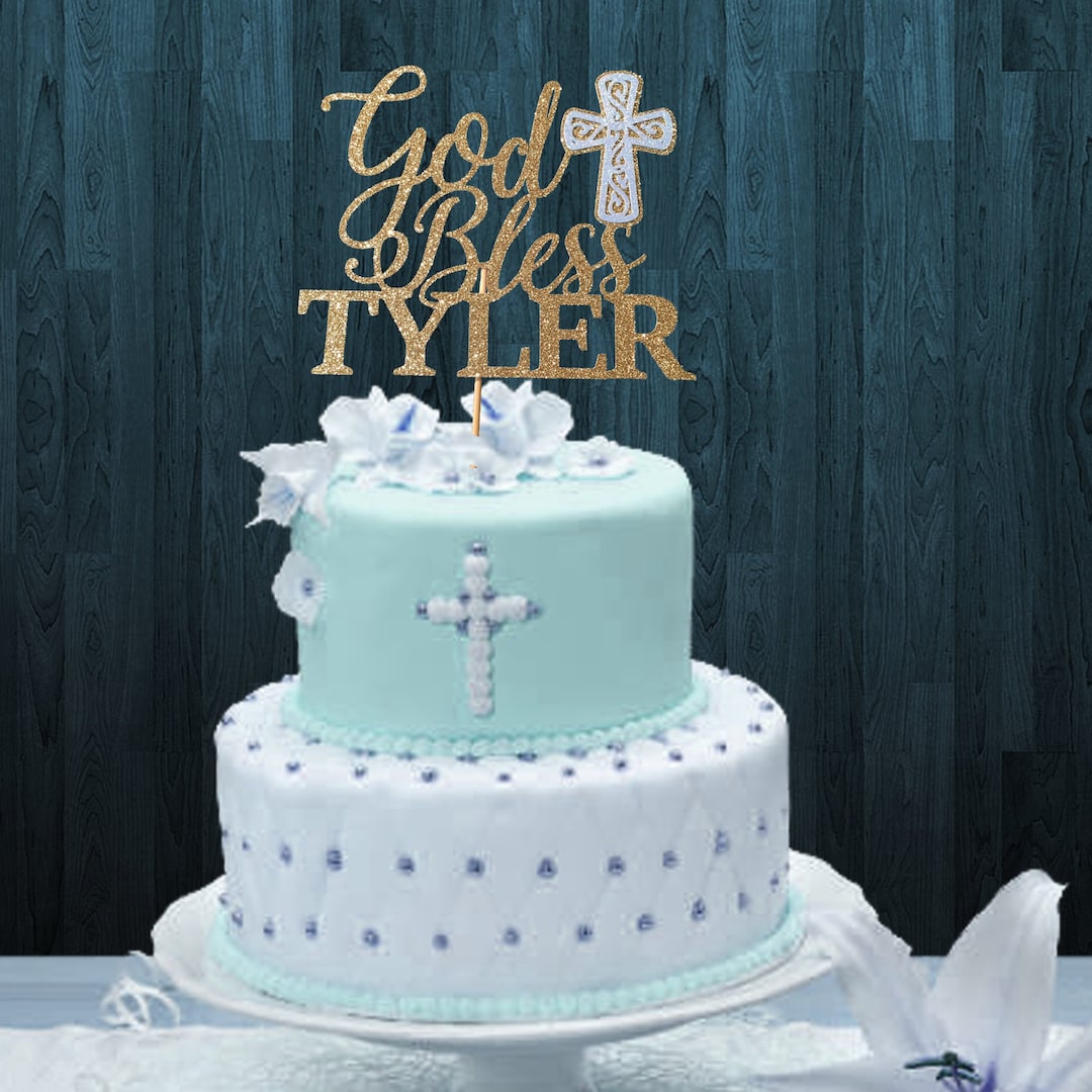 God Bless, God Bless Cake Topper, Baptism Cake Topper, Christening Cake ...