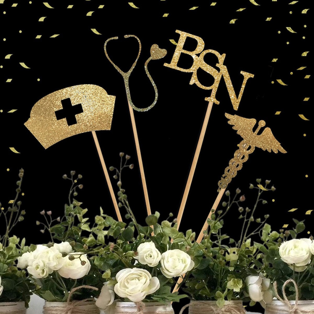 Nurse Graduation Glitter Centerpiece Sticks: RN, BSN, 2026 - Etsy