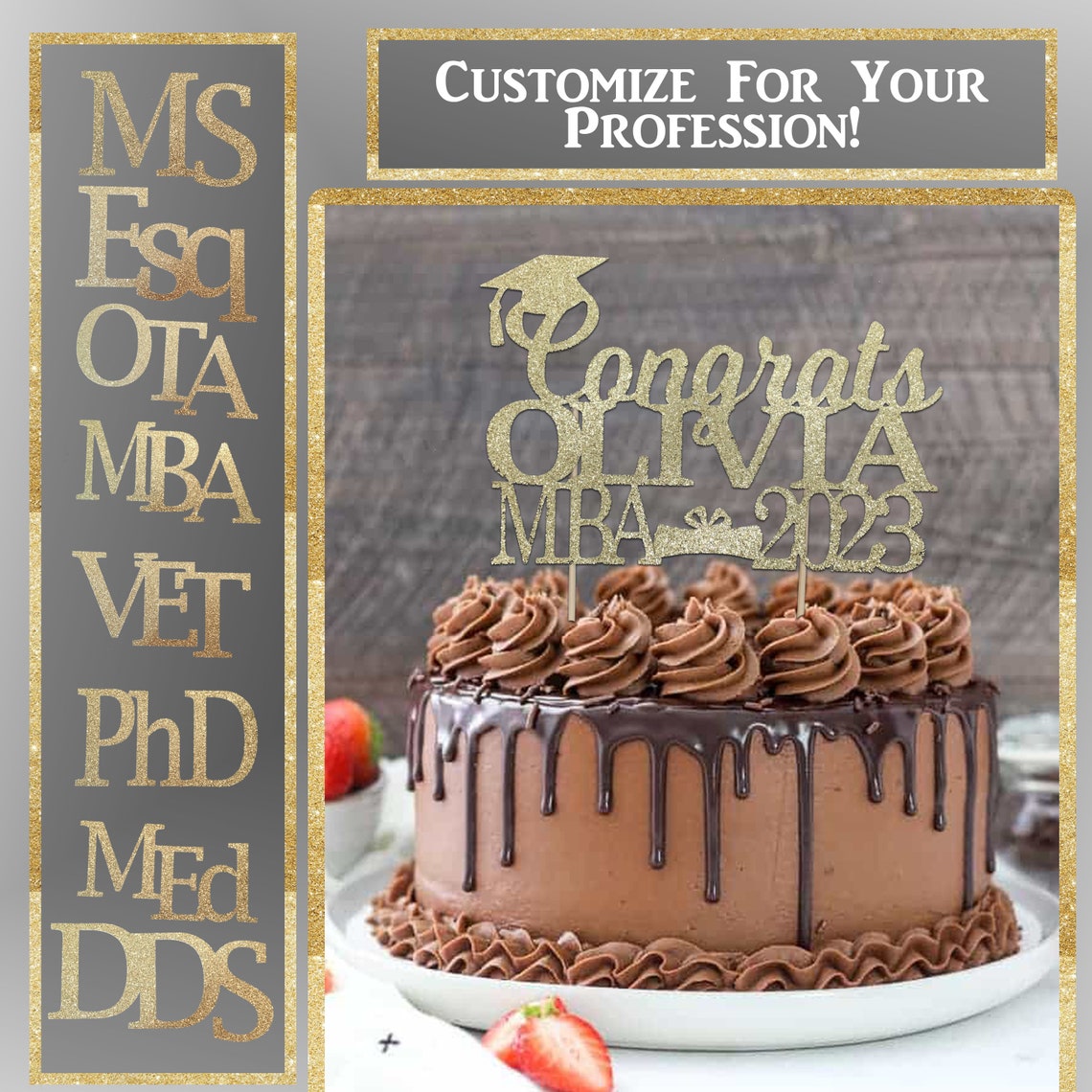 Graduation Cake Topper Personalized Degree Cake Topper CLASS - Etsy