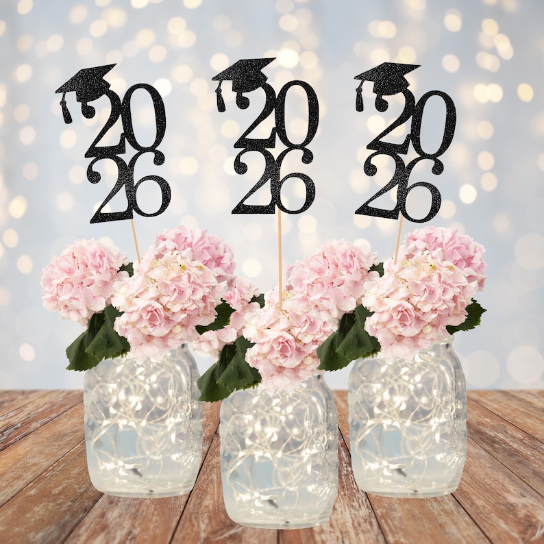 Glitter Grad Tag Centerpiece Sticks: 2026 Graduation Decorations - Etsy