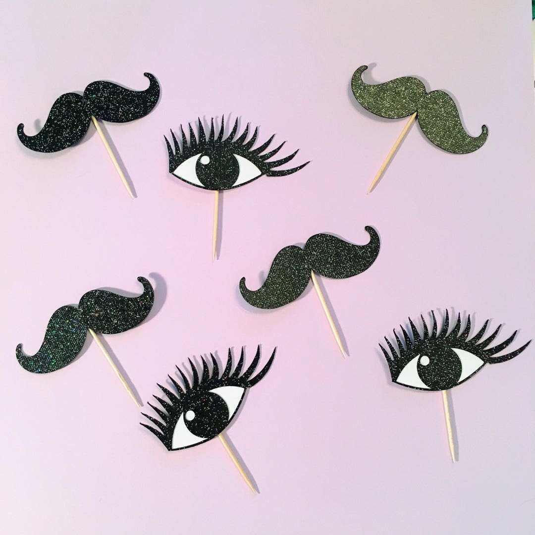 Stashes or Lashes Gender Reveal Cupcake Toppers - Etsy