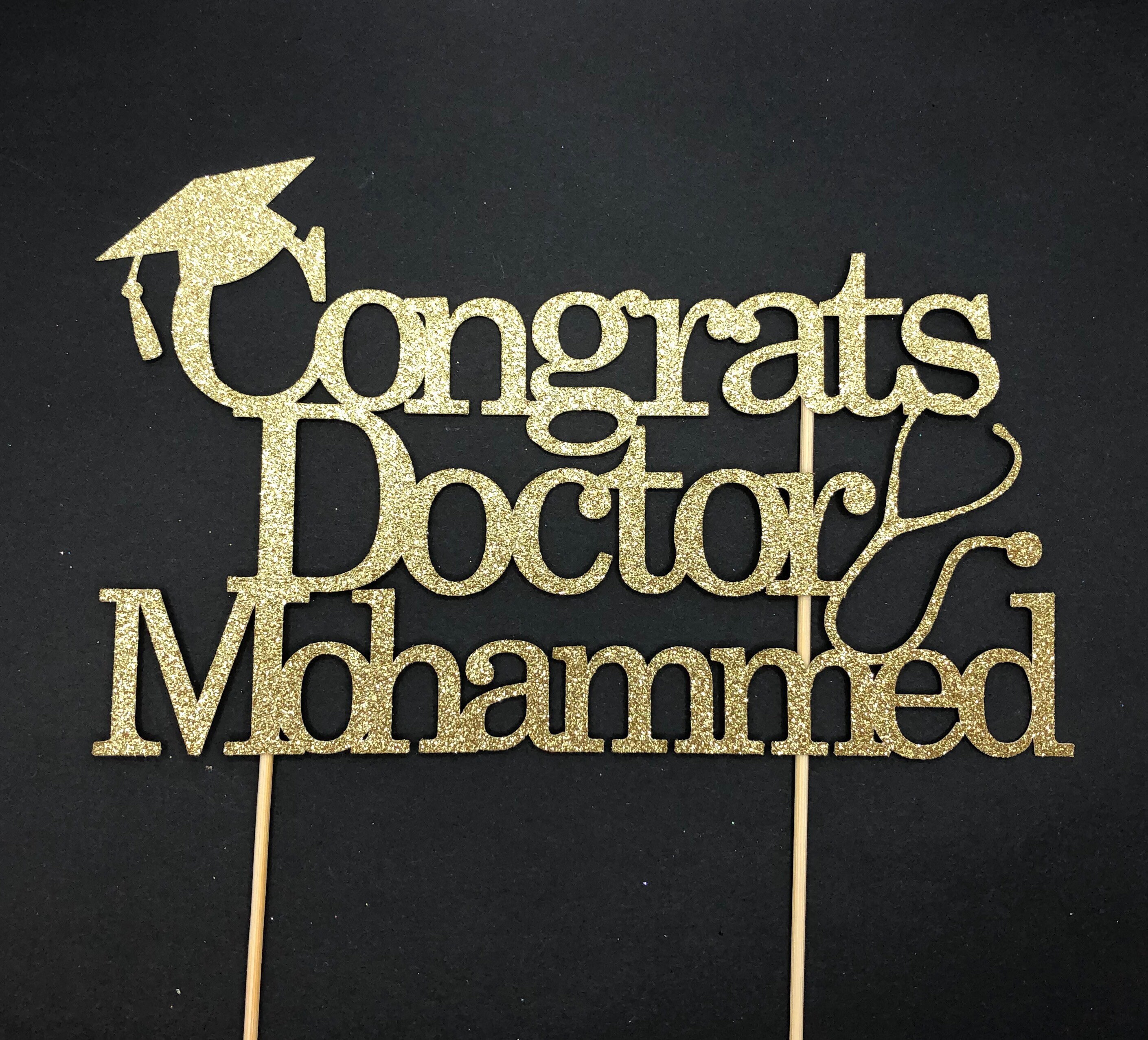 Doctor Graduation Cake Topper: Glitter Cardstock, Custom Colors - Etsy