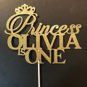 Princess Birthday Topper, First Birthday Cake Topper, Gold Princess ...