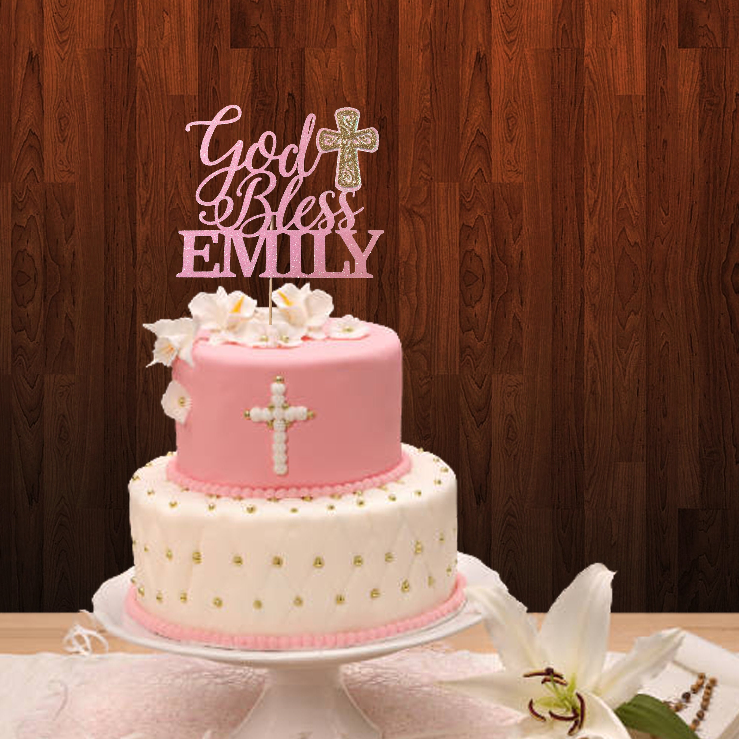 God Bless God Bless Cake Topper Baptism Cake Topper - Etsy
